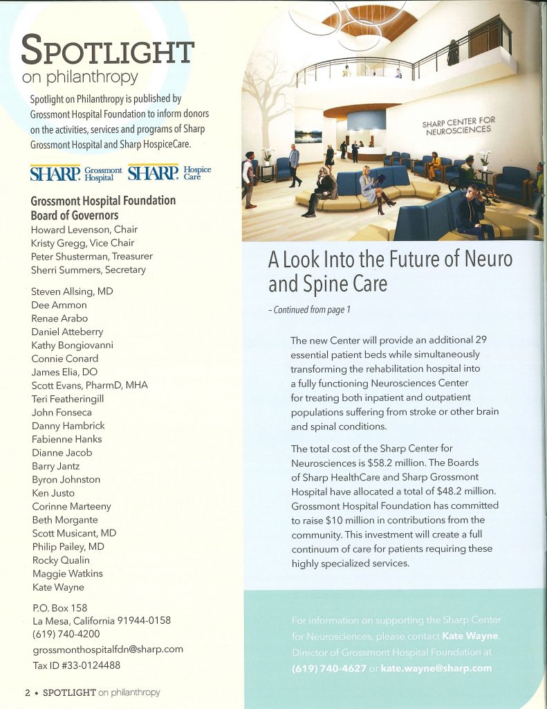 Sharp Grossmont Hospital Foundation Features Brain & Spine Project ...